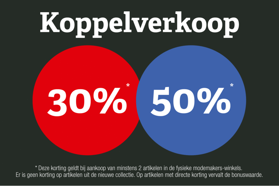 Morgen koppelverkoop, maandag solden - kortingen van 30 en 50%